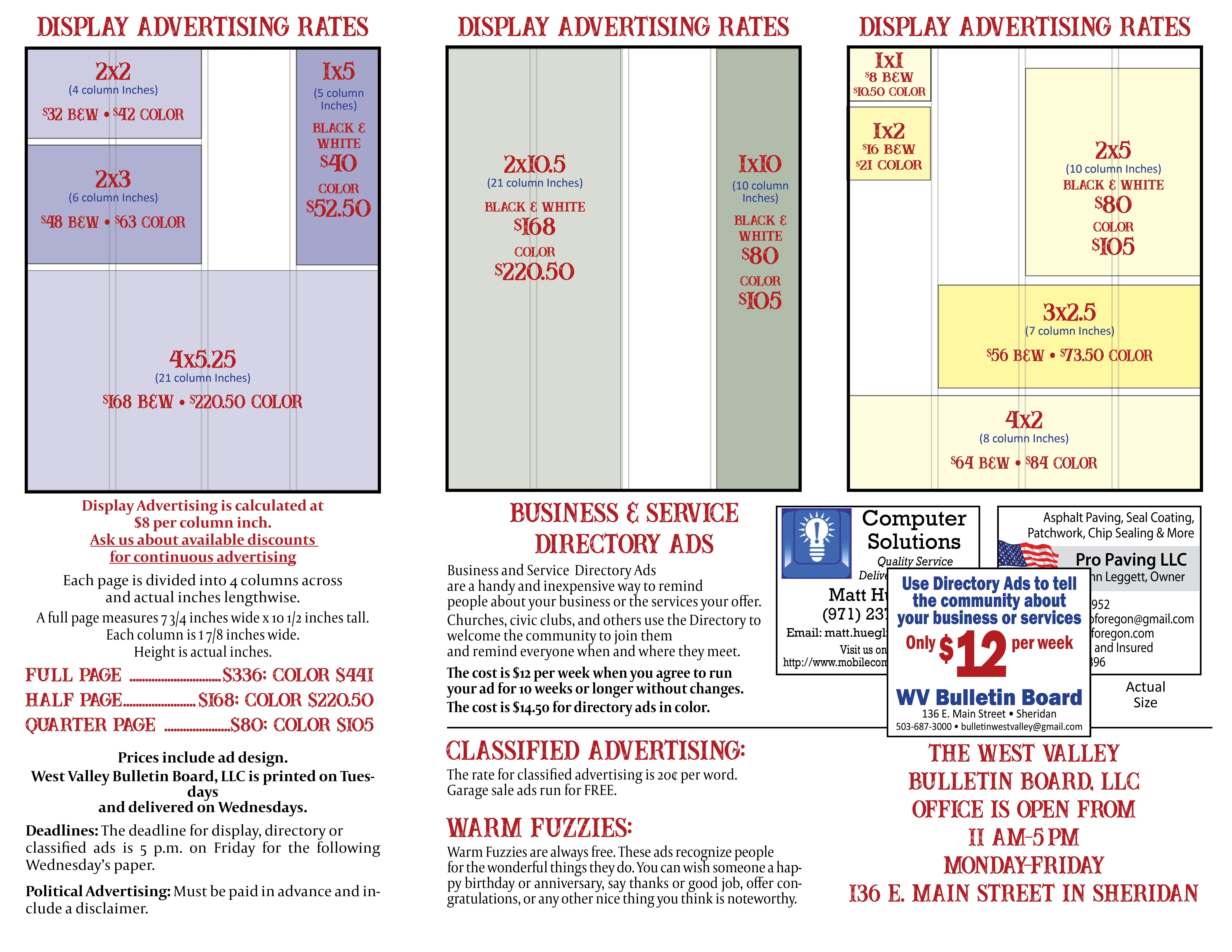 Newspaper Advertising - West Valley Bulletin Board